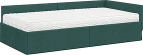 Rohový rám postele s matrací Jiný s čelo 2 ks Zelená textil 3393585