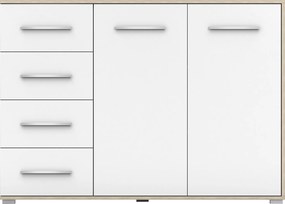 IDZ Komoda FRIDA 2D4S 01, 135 cm Bílá / Dub Sonoma