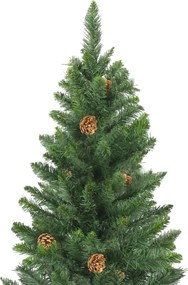 vidaXL Umělý vánoční stromek LED osvětlení sada koulí a šišky 210 cm [3077798] Barva: zelená a zlatá