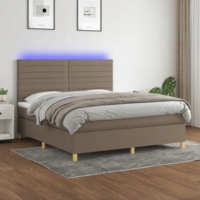 Fionshop 264253717 Box spring postel s matrací a Led taupe 180x200 cm tex