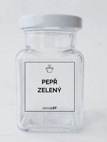 Samolepka na kořenky PEPŘ ZELENÝ průhledná 5 × 5 cm tučné písmo