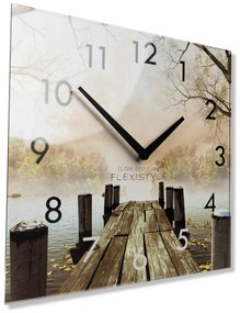 Dekorační skleněné hodiny 30 cm s motivem podzimu