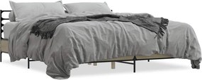 Rám postele dub sonoma 200 x 200 cm kompozitní dřevo a kov 3280063