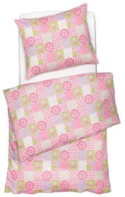 SCANquilt povlečení KLASIK baby patch růžovozelenofialová 140 x 200/70 x 90 cm