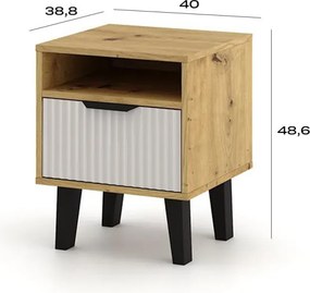 Noční stolek Borg Duo 1S dub artisan / kašmír