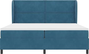 Postel s boxspringem s čelo Tmavě modrá 200 x 200 cm samet 3341004