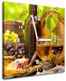 Gario Obraz s hodinami Červené a bílé víno Rozměry: 100 x 40 cm
