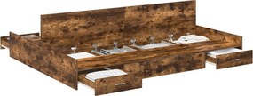 Rám postele s úložným prostorem s čelo Kouřový dub 135 x 190 cm 3335321