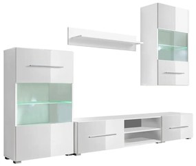 243863 vidaXL Pětidílná obývací stěna s LED osvětlením bílá