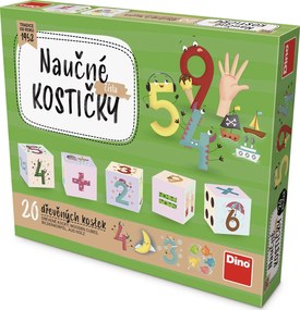 Dřevěné kostky dino čísla 20 dřevěné kostky