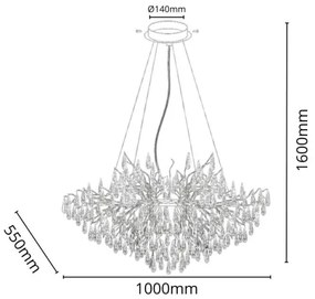 Křišťálový lustr na lanku 11xG9/40W/230V zlatá