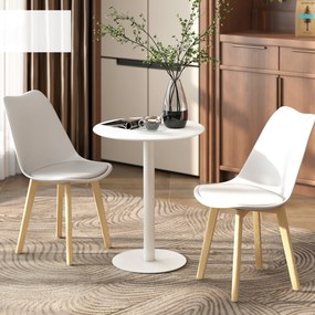 HOMCOM Jídelní Stůl, Kulatý Kuchyňský Stůl pro 2 Osoby, Moderní Jídelní Stůl do Obývacího Pokoje, Zahrady, Ocel, Ø60 x 72 cm, Bílý