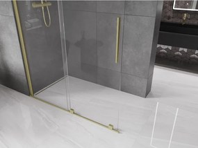 Mexen Velar, posuvné dveře do otvoru typ Walk-In 160 cm, 8mm čiré sklo, zlatá matná, 871-160-000-03-55