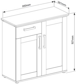 Komoda se šuplíkem Verona, 95 cm, modřín/dub artisan
