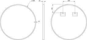 Sapho AROWANA kulaté zrcadlo v rámu o 60 cm černá mat AWB060