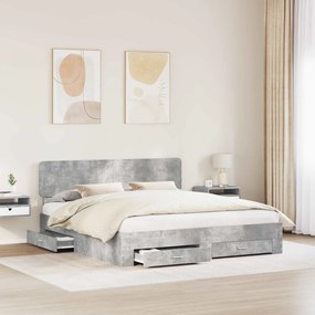 Rám postele s čelo Betonově šedá 180 x 200 cm Kompozitní dřevo 3412342
