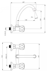 Baterie umyvadlová/dřezová, chrom, BALLETTO