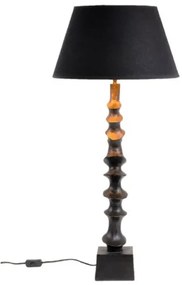 Vysoká art deco lampa z uměleckého bronzu s černo-zlatým širmem 92cm