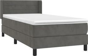 Box spring postel s matrací tmavě šedá 100x200 cm samet 3131004