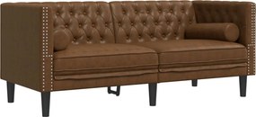 3dílná sedačka Chesterfield s podhlavníky hnědá umělý semiš 3209290