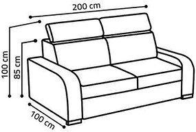 Pohovka OSLO 3 | 200 cm | nerozkládací | polohovatelné záhlavníky | VÝBĚR TKANIN