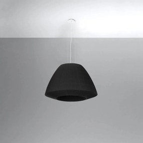 Závěsné svítidlo Bella, 1x černé textilní stínítko, (bílé sklo), (fi 60 cm)