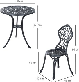 Bistro set pro 2 osoby Balkonový nábytek set bistro stůl se 2 židlemi černý