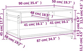 vidaXL Konferenční stolek 90 x 50 x 45 cm kompozitní dřevo [838970] Barva: šedá sonoma