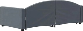 Válenda s přistýlkou a zásuvkami tmavě šedá 100 x 200 cm samet 3197357