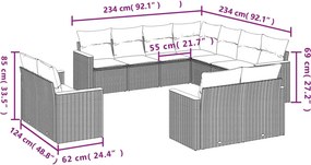 11dílná zahradní sedací souprava s poduškami šedá polyratan 3258903