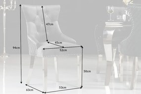 Designová židle Queen Lví hlava samet šedá