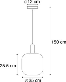 Závěsné svítidlo černé se zlatem a kouřovým sklem vč. PUCC - Zuzanna