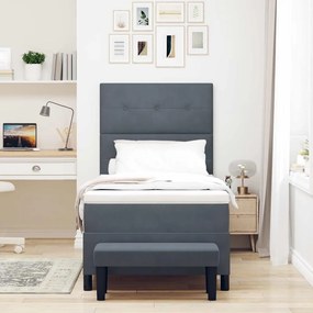 Postel s boxspringem s čelo Tmavě šedá 190 x 90 cm samet 3344481