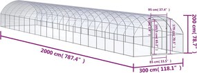 Venkovní klec pro kuřata 3 x 20 x 2 m pozinkovaná ocel 3095470