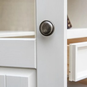 Massive home | Belluno Elegante bílá vitrína 1D3S z masivu s bílou deskou