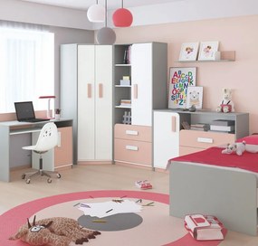 Casarredo Komoda úzká VILLOSA šedá/bílá/růžová