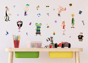 Dětská samolepka na zeď Disney Phineas a Ferb | 65 x 85 cm | DDK868