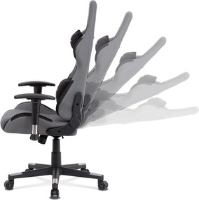 Kancelářská židle houpací mech., plast. kříž, šedá + černá látka – opěrák 90°–180° Šedá