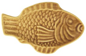 MADAM STOLTZ Kameninový talířek ve tvaru ryby Honey, žlutá barva, keramika