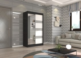ADRK Furniture Posuvná skříň se zrcadlem a lacobelem TOURA 120 ADRK-SW-TOU-BWGL-120