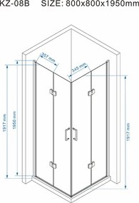 BPS-koupelny Čtvercový sprchový kout HYD-SK08B 80x80 černá/transparent + vanička HYD-SSV-SXL02A bílá