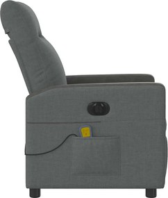 Elektrické masážní polohovací křeslo tmavě šedé textil 3324046