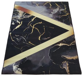 Moderní kusový koberec BLACK and GOLD N 12 Abstraktní Geometrický černý zlatý Rozměr: 60x100 cm