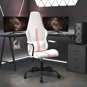 vidaXL Masážní herní židle a bílá umělá kůže [345559] Barva: Růžová