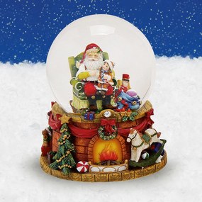 Vánoční sněžítko s hrací skříňkou Santa v křesle