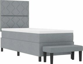 Postel s boxspringem s čelo Světle šedá 80 x 200 cm textil 3344100