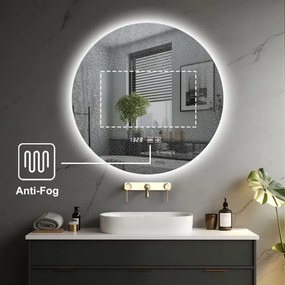 IREDA Koupelnové zrcadlo s LED osvětlením, kulaté, 70 cm DF95798