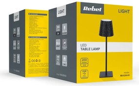 Stolní lampa REBEL RB-6304-B , dotyková, regulace, USB-C, černá
