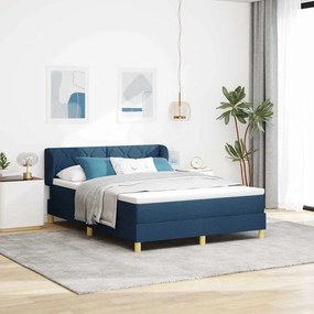 Postel s boxspringem s čelo Modrá 140 x 190 cm textil 3340275