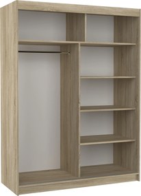 ADRK Furniture Posuvná skříň se zrcadlem a LED osvětlením FLORENTO 150 SW-FLO-T-150+L-V156
